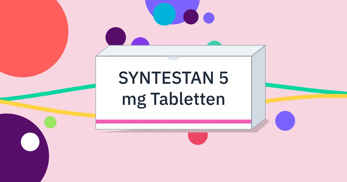 Symbolbild: Packung mit der Aufschrift SYNTESTAN 5 mg Tabletten (PZN 02338134) – Verfügbarkeit und Bezug in Apotheken in Frankfurt am Main