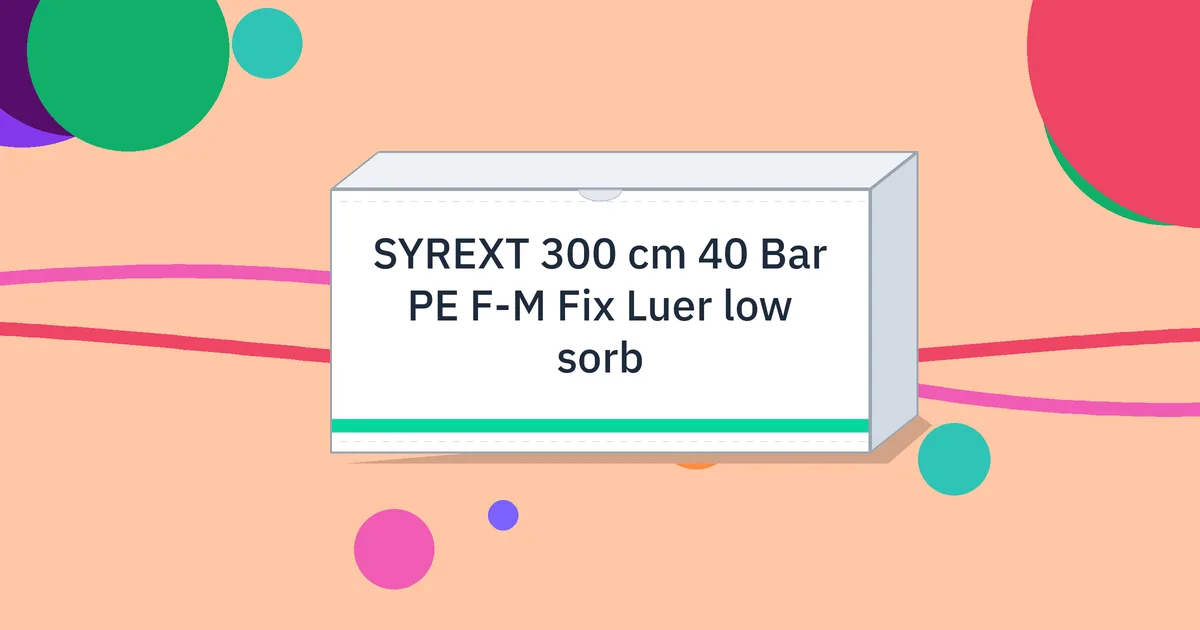 Symbolbild: Packung mit der Aufschrift SYREXT 300 cm 40 Bar PE F-M Fix Luer low sorb (PZN 17898666) – Verfügbarkeit und Bezug in Apotheken in Frankfurt am Main
