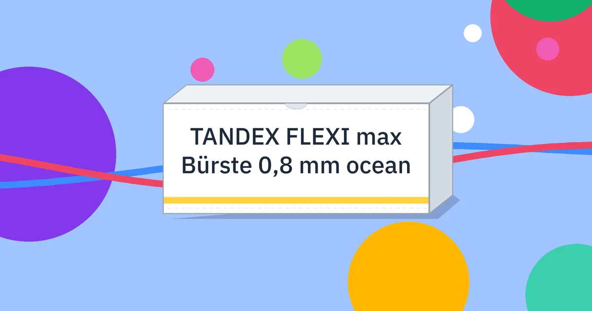 Symbolbild: Packung mit der Aufschrift TANDEX FLEXI max Bürste 0,8 mm ocean (PZN 08854569) – Verfügbarkeit und Bezug in Apotheken in Frankfurt am Main