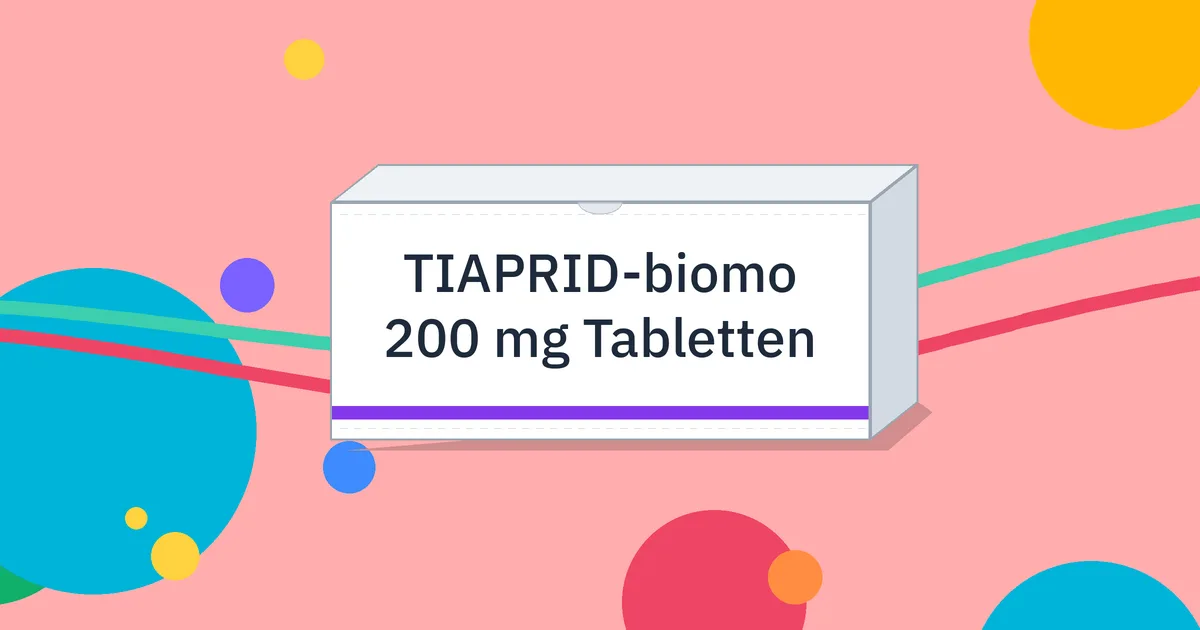 Symbolbild: Packung mit der Aufschrift TIAPRID-biomo 200 mg Tabletten (PZN 01875025) – Verfügbarkeit und Bezug in Apotheken in Frankfurt am Main