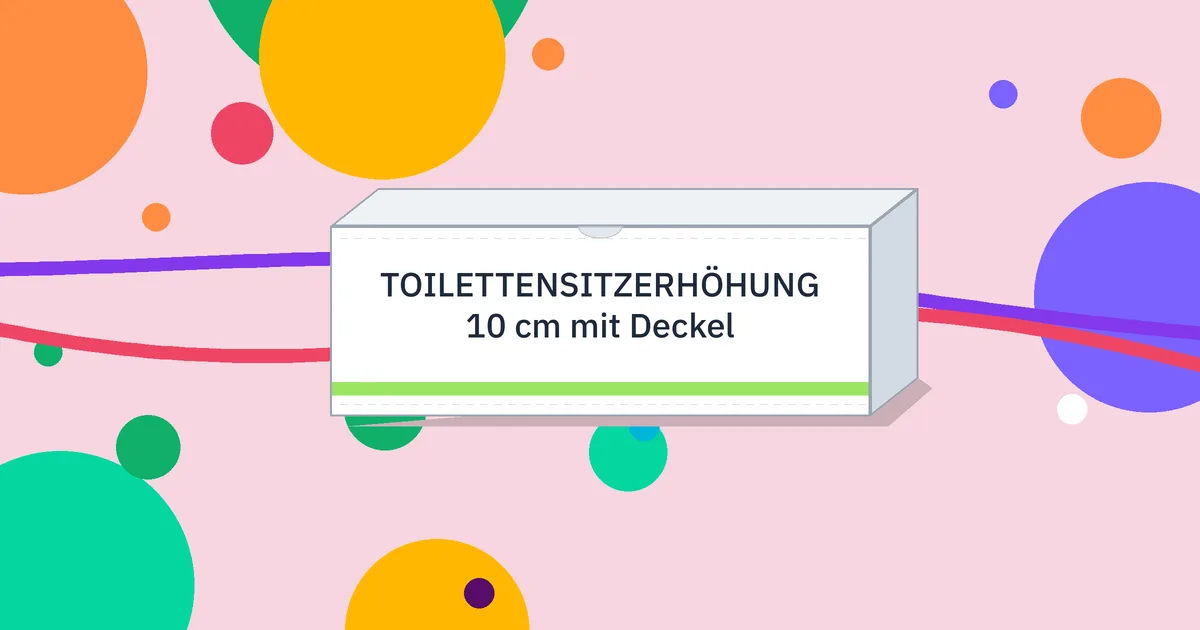 Symbolbild: Packung mit der Aufschrift TOILETTENSITZERHÖHUNG 10 cm mit Deckel (PZN 06087195) – Verfügbarkeit und Bezug in Apotheken in Frankfurt am Main