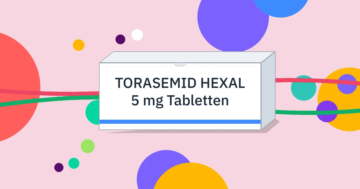 Symbolbild: Packung mit der Aufschrift TORASEMID HEXAL 5 mg Tabletten (PZN 04008659) – Verfügbarkeit und Bezug in Apotheken in Frankfurt am Main