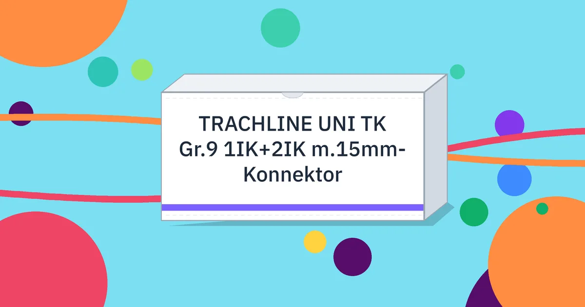 Symbolbild: Packung mit der Aufschrift TRACHLINE UNI TK Gr.9 1IK+2IK m.15mm-Konnektor (PZN 17156367) – Verfügbarkeit und Bezug in Apotheken in Frankfurt am Main