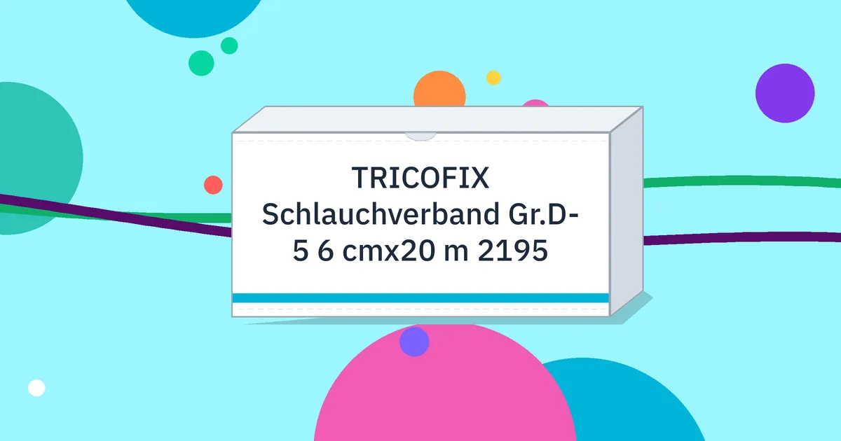 Symbolbild: Packung mit der Aufschrift TRICOFIX Schlauchverband Gr.D-5 6 cmx20 m 2195 (PZN 05991863) – Verfügbarkeit und Bezug in Apotheken in Frankfurt am Main
