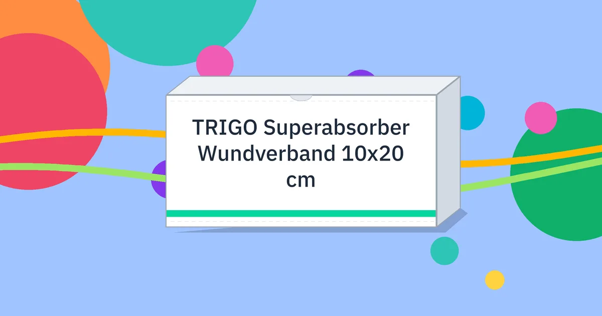 Symbolbild: Packung mit der Aufschrift TRIGO Superabsorber Wundverband 10x20 cm (PZN 20342984) – Verfügbarkeit und Bezug in Apotheken in Frankfurt am Main