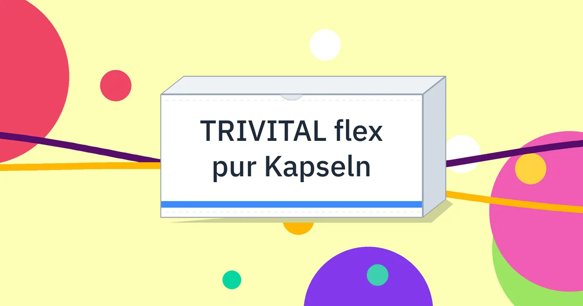 Symbolbild: Packung mit der Aufschrift TRIVITAL flex pur Kapseln (PZN 18897019) – Verfügbarkeit und Bezug in Apotheken in Frankfurt am Main