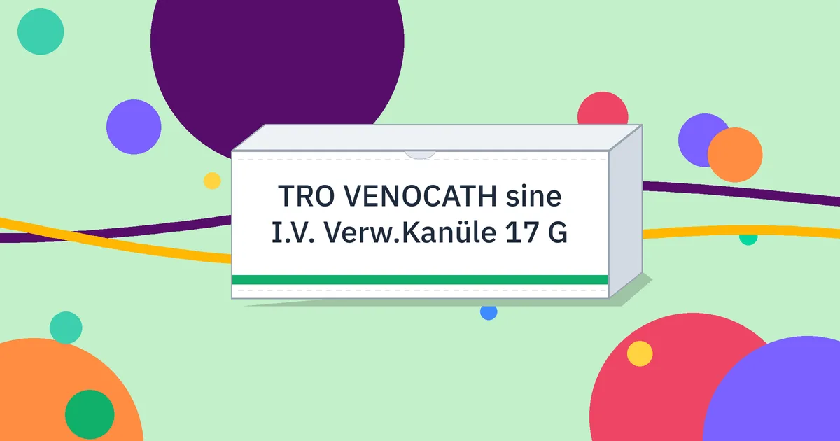 Symbolbild: Packung mit der Aufschrift TRO VENOCATH sine I.V. Verw.Kanüle 17 G (PZN 11187527) – Verfügbarkeit und Bezug in Apotheken in Frankfurt am Main