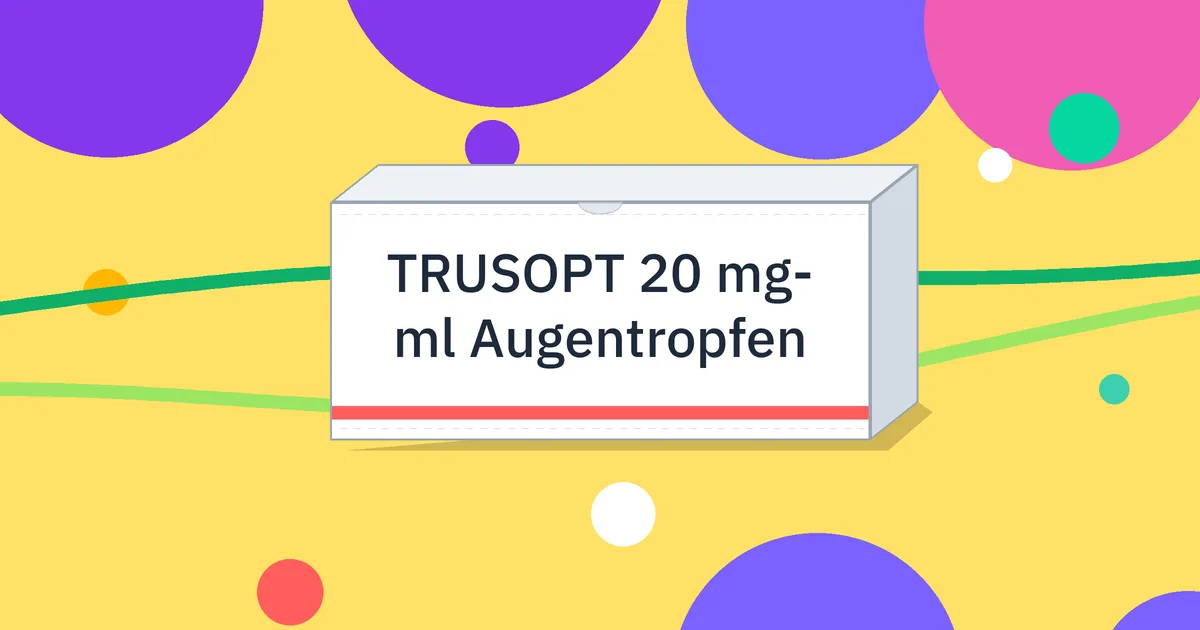 Symbolbild: Packung mit der Aufschrift TRUSOPT 20 mg-ml Augentropfen (PZN 02531598) – Verfügbarkeit und Bezug in Apotheken in Frankfurt am Main