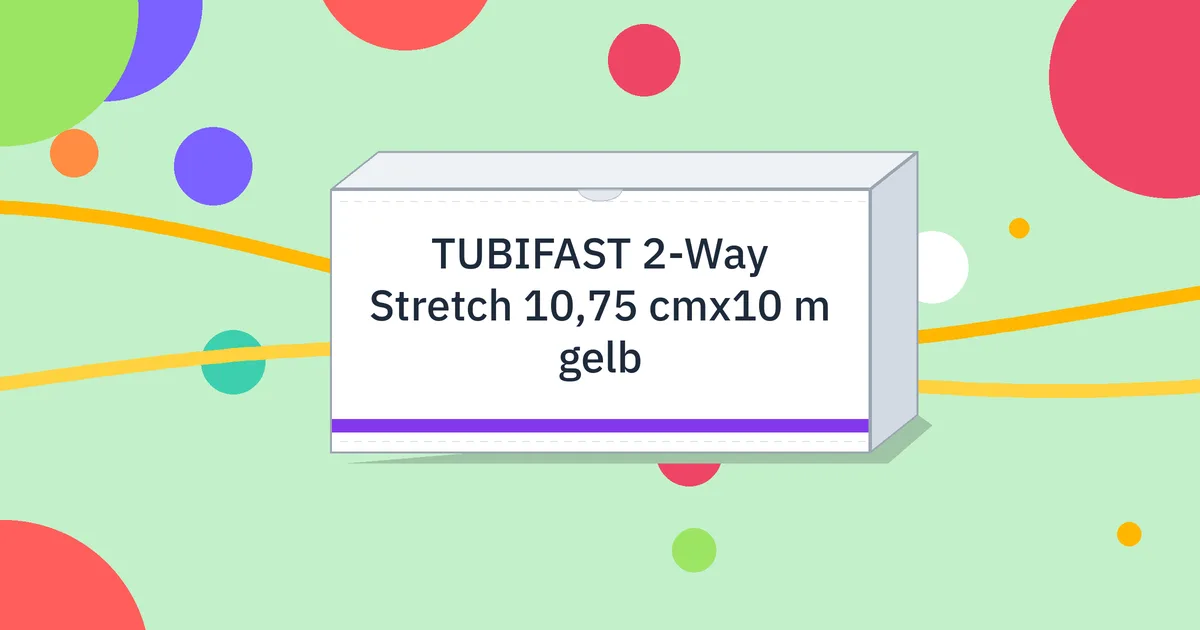 Symbolbild: Packung mit der Aufschrift TUBIFAST 2-Way Stretch 10,75 cmx10 m gelb (PZN 10297840) – Verfügbarkeit und Bezug in Apotheken in Frankfurt am Main