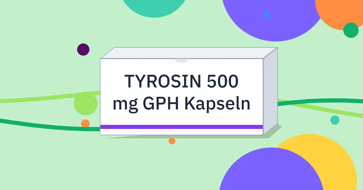 Symbolbild: Packung mit der Aufschrift TYROSIN 500 mg GPH Kapseln (PZN 00128763) – Verfügbarkeit und Bezug in Apotheken in Frankfurt am Main