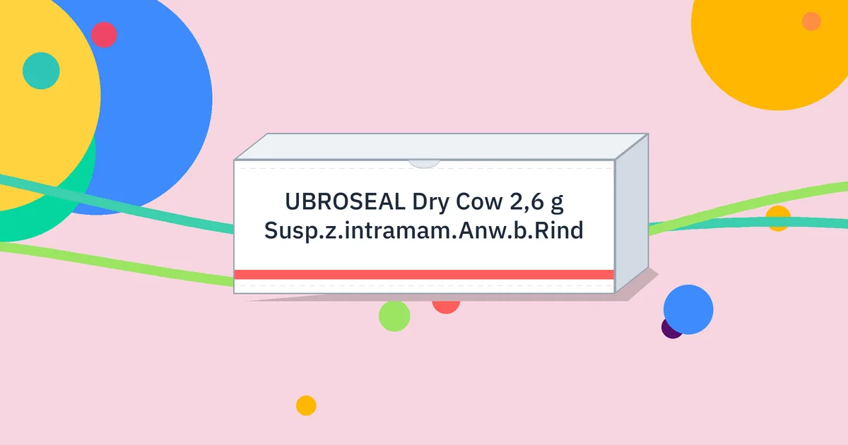 Symbolbild: Packung mit der Aufschrift UBROSEAL Dry Cow 2,6 g Susp.z.intramam.Anw.b.Rind (PZN 16822052) – Verfügbarkeit und Bezug in Apotheken in Frankfurt am Main
