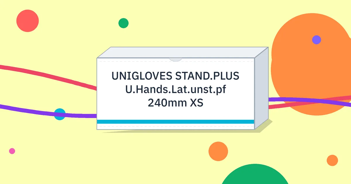 Symbolbild: Packung mit der Aufschrift UNIGLOVES STAND.PLUS U.Hands.Lat.unst.pf 240mm XS (PZN 18836176) – Verfügbarkeit und Bezug in Apotheken in Frankfurt am Main