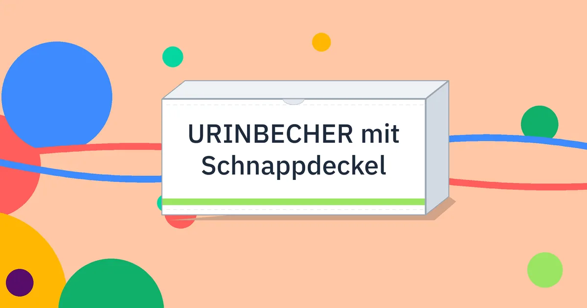 Symbolbild: Packung mit der Aufschrift URINBECHER mit Schnappdeckel (PZN 01440787) – Verfügbarkeit und Bezug in Apotheken in Frankfurt am Main