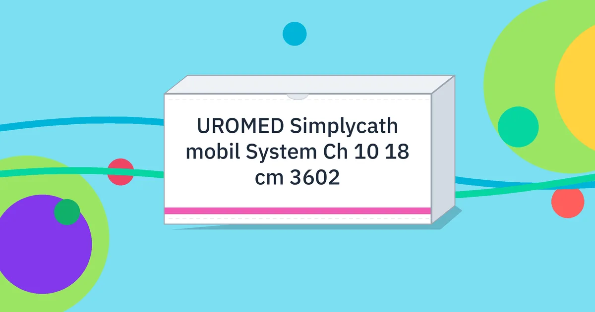 Symbolbild: Packung mit der Aufschrift UROMED Simplycath mobil System Ch 10 18 cm 3602 (PZN 11515090) – Verfügbarkeit und Bezug in Apotheken in Frankfurt am Main