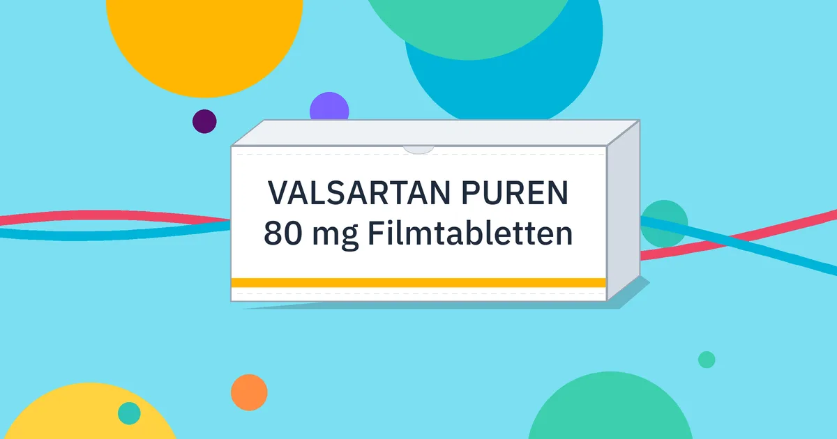 Symbolbild: Packung mit der Aufschrift VALSARTAN PUREN 80 mg Filmtabletten (PZN 18429146) – Verfügbarkeit und Bezug in Apotheken in Frankfurt am Main