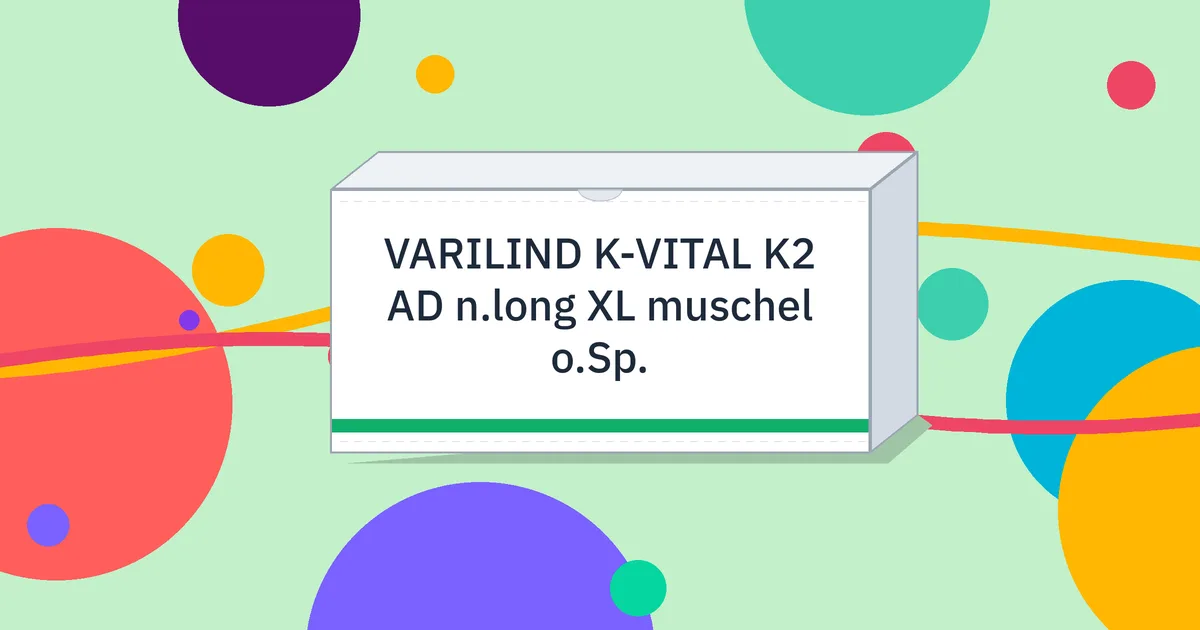 Symbolbild: Packung mit der Aufschrift VARILIND K-VITAL K2 AD n.long XL muschel o.Sp. (PZN 20568808) – Verfügbarkeit und Bezug in Apotheken in Frankfurt am Main