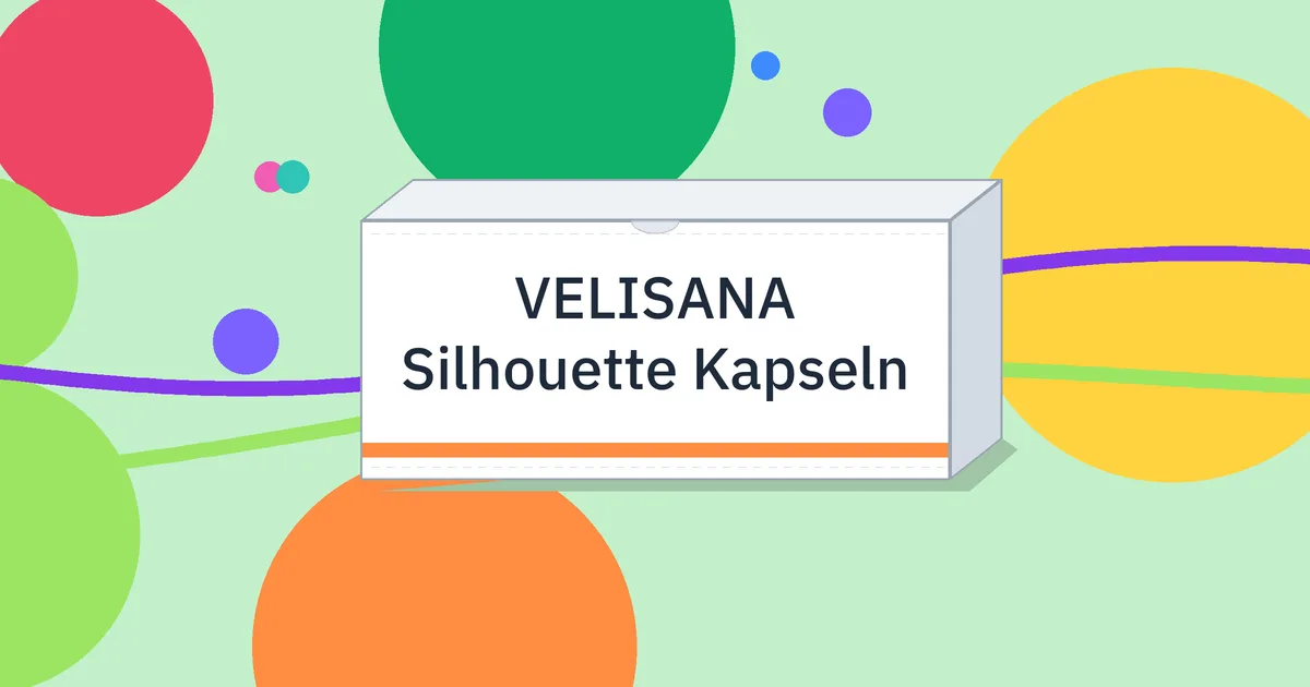 Symbolbild: Packung mit der Aufschrift VELISANA Silhouette Kapseln (PZN 20934302) – Verfügbarkeit und Bezug in Apotheken in Frankfurt am Main