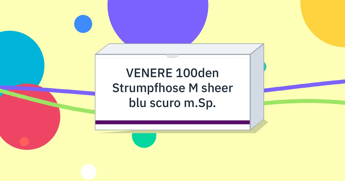 Symbolbild: Packung mit der Aufschrift VENERE 100den Strumpfhose M sheer blu scuro m.Sp. (PZN 16170684) – Verfügbarkeit und Bezug in Apotheken in Frankfurt am Main
