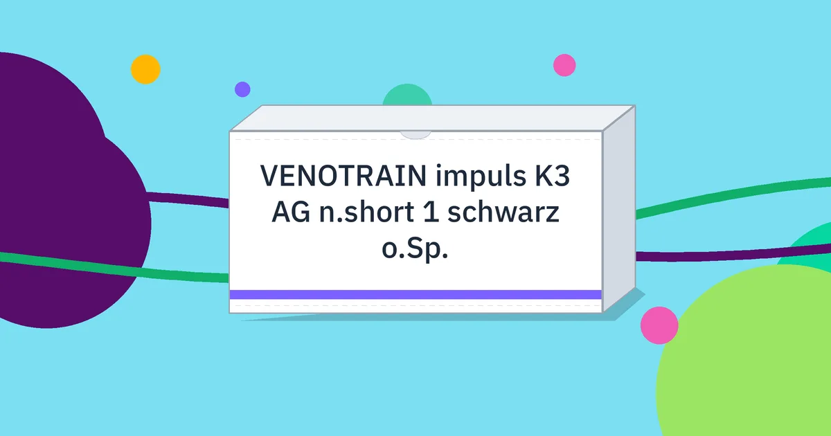 Symbolbild: Packung mit der Aufschrift VENOTRAIN impuls K3 AG n.short 1 schwarz o.Sp. (PZN 00499666) – Verfügbarkeit und Bezug in Apotheken in Frankfurt am Main