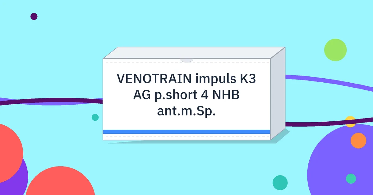 Symbolbild: Packung mit der Aufschrift VENOTRAIN impuls K3 AG p.short 4 NHB ant.m.Sp. (PZN 15215982) – Verfügbarkeit und Bezug in Apotheken in Frankfurt am Main