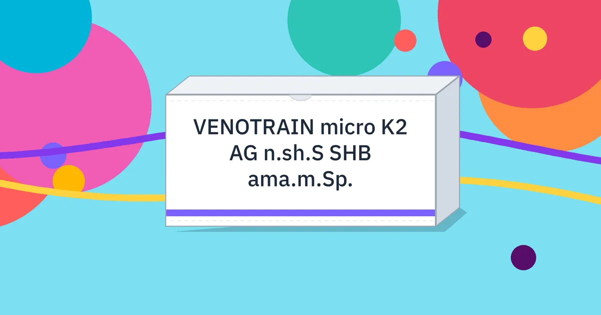 Symbolbild: Packung mit der Aufschrift VENOTRAIN micro K2 AG n.sh.S SHB ama.m.Sp. (PZN 02352536) – Verfügbarkeit und Bezug in Apotheken in Frankfurt am Main