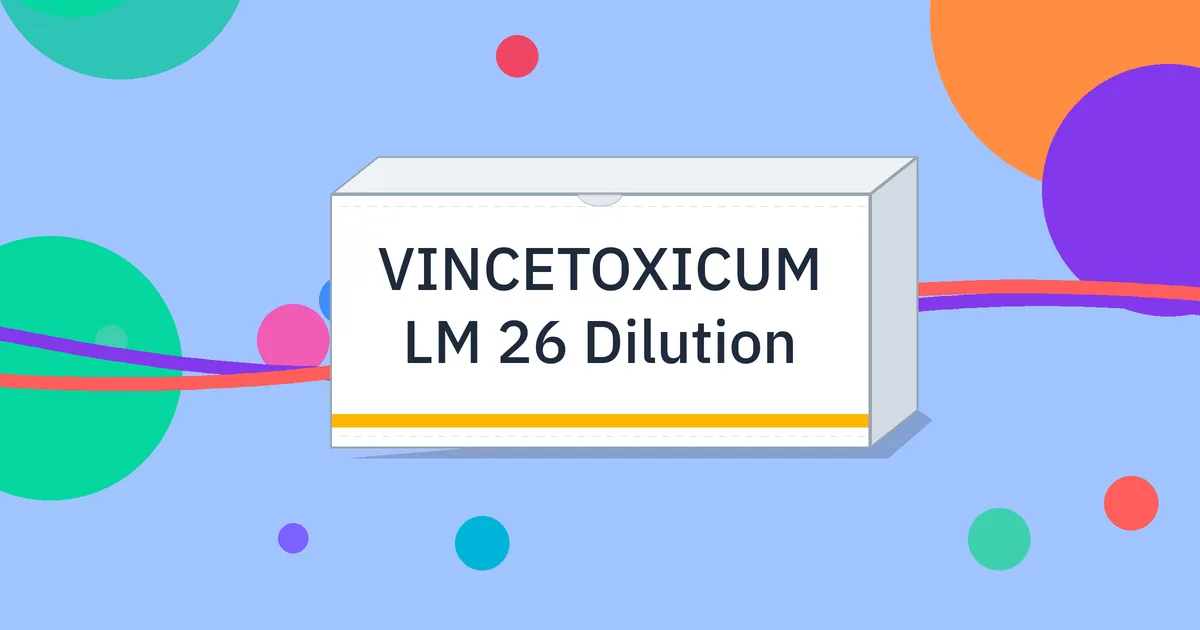 Symbolbild: Packung mit der Aufschrift VINCETOXICUM LM 26 Dilution (PZN 13274822) – Verfügbarkeit und Bezug in Apotheken in Frankfurt am Main