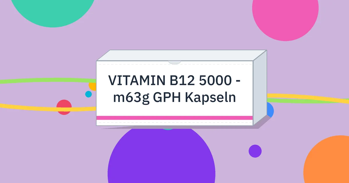 Symbolbild: Packung mit der Aufschrift VITAMIN B12 5000 -m63g GPH Kapseln (PZN 17822870) – Verfügbarkeit und Bezug in Apotheken in Frankfurt am Main