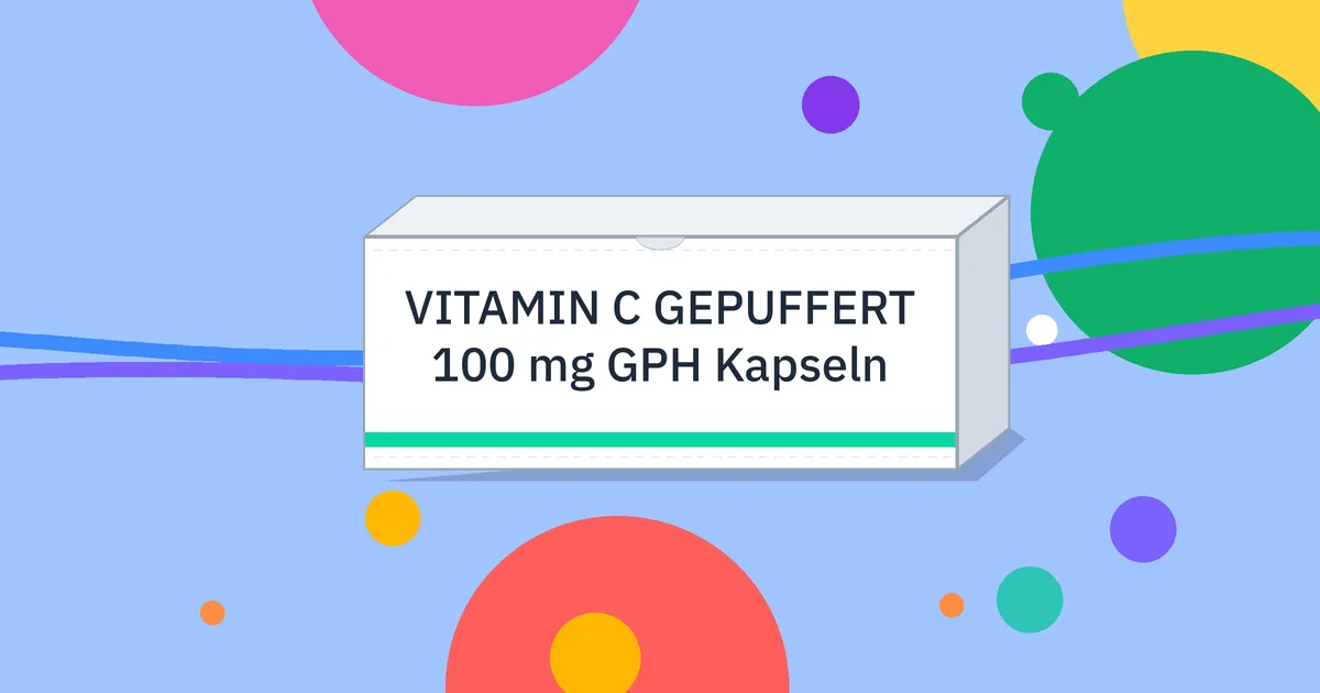 Symbolbild: Packung mit der Aufschrift VITAMIN C GEPUFFERT 100 mg GPH Kapseln (PZN 02073405) – Verfügbarkeit und Bezug in Apotheken in Frankfurt am Main
