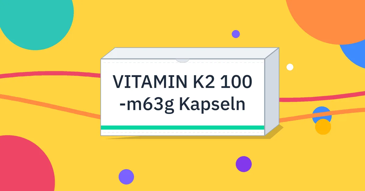 Symbolbild: Packung mit der Aufschrift VITAMIN K2 100 -m63g Kapseln (PZN 11685490) – Verfügbarkeit und Bezug in Apotheken in Frankfurt am Main