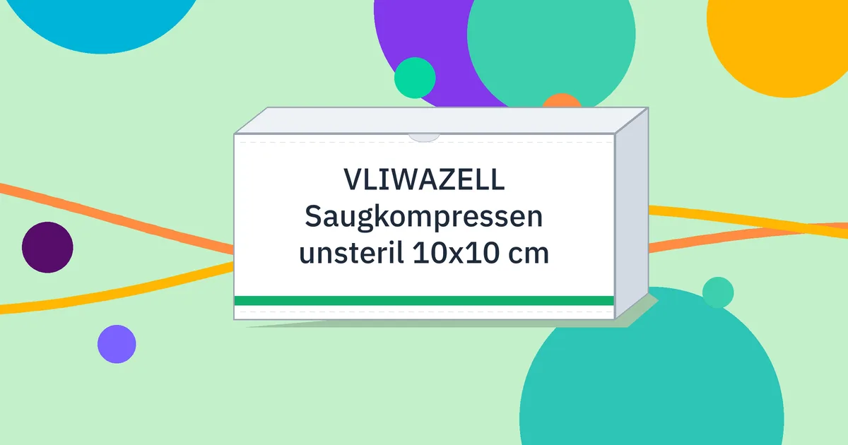 Symbolbild: Packung mit der Aufschrift VLIWAZELL Saugkompressen unsteril 10x10 cm (PZN 20845337) – Verfügbarkeit und Bezug in Apotheken in Frankfurt am Main