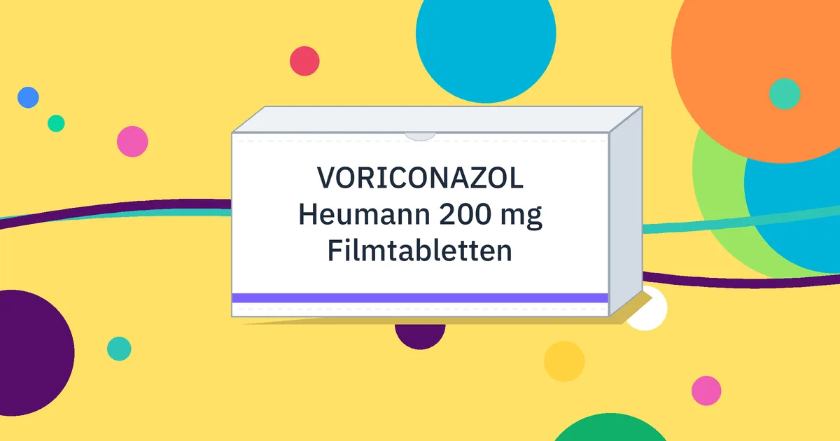 Symbolbild: Packung mit der Aufschrift VORICONAZOL Heumann 200 mg Filmtabletten (PZN 11374761) – Verfügbarkeit und Bezug in Apotheken in Frankfurt am Main