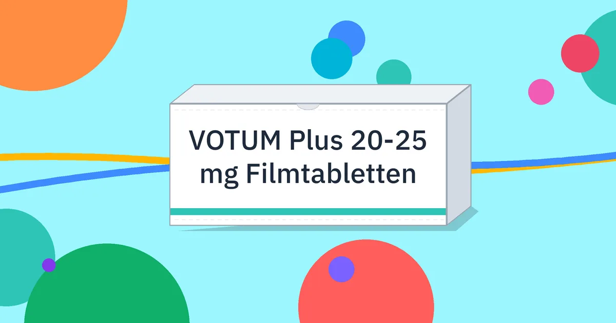 Symbolbild: Packung mit der Aufschrift VOTUM Plus 20-25 mg Filmtabletten (PZN 04187337) – Verfügbarkeit und Bezug in Apotheken in Frankfurt am Main