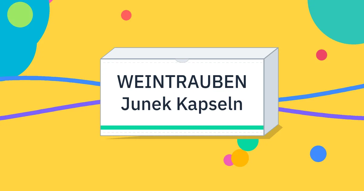 Symbolbild: Packung mit der Aufschrift WEINTRAUBEN Junek Kapseln (PZN 07078376) – Verfügbarkeit und Bezug in Apotheken in Frankfurt am Main