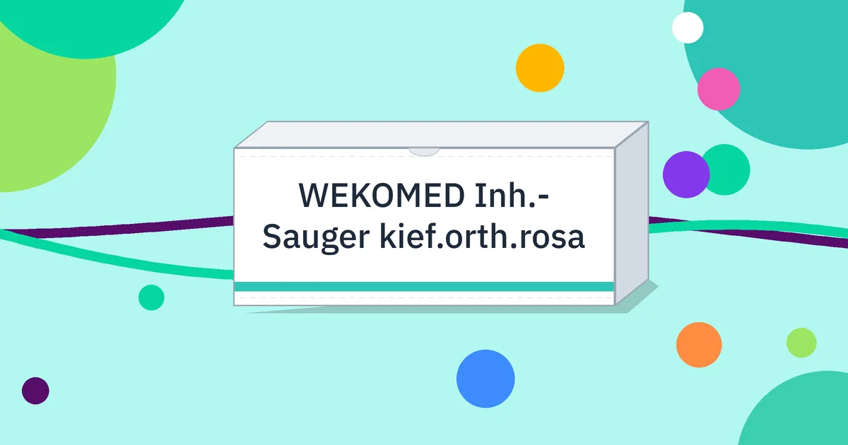 Symbolbild: Packung mit der Aufschrift WEKOMED Inh.-Sauger kief.orth.rosa (PZN 03688184) – Verfügbarkeit und Bezug in Apotheken in Frankfurt am Main
