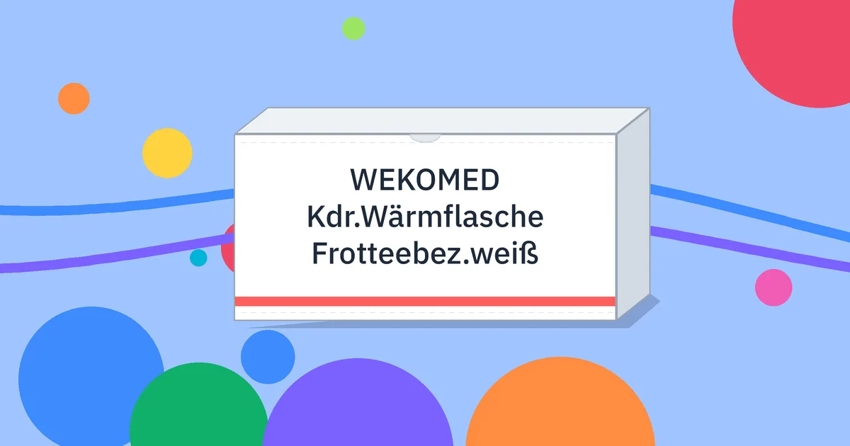 Symbolbild: Packung mit der Aufschrift WEKOMED Kdr.Wärmflasche Frotteebez.weiß (PZN 04921470) – Verfügbarkeit und Bezug in Apotheken in Frankfurt am Main