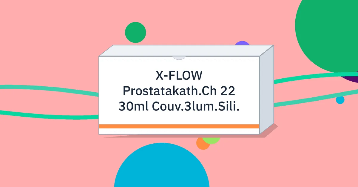 Symbolbild: Packung mit der Aufschrift X-FLOW Prostatakath.Ch 22 30ml Couv.3lum.Sili. (PZN 17508352) – Verfügbarkeit und Bezug in Apotheken in Frankfurt am Main