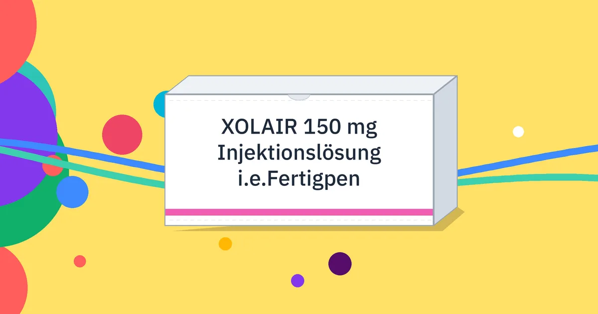 Symbolbild: Packung mit der Aufschrift XOLAIR 150 mg Injektionslösung i.e.Fertigpen (PZN 19624281) – Verfügbarkeit und Bezug in Apotheken in Frankfurt am Main