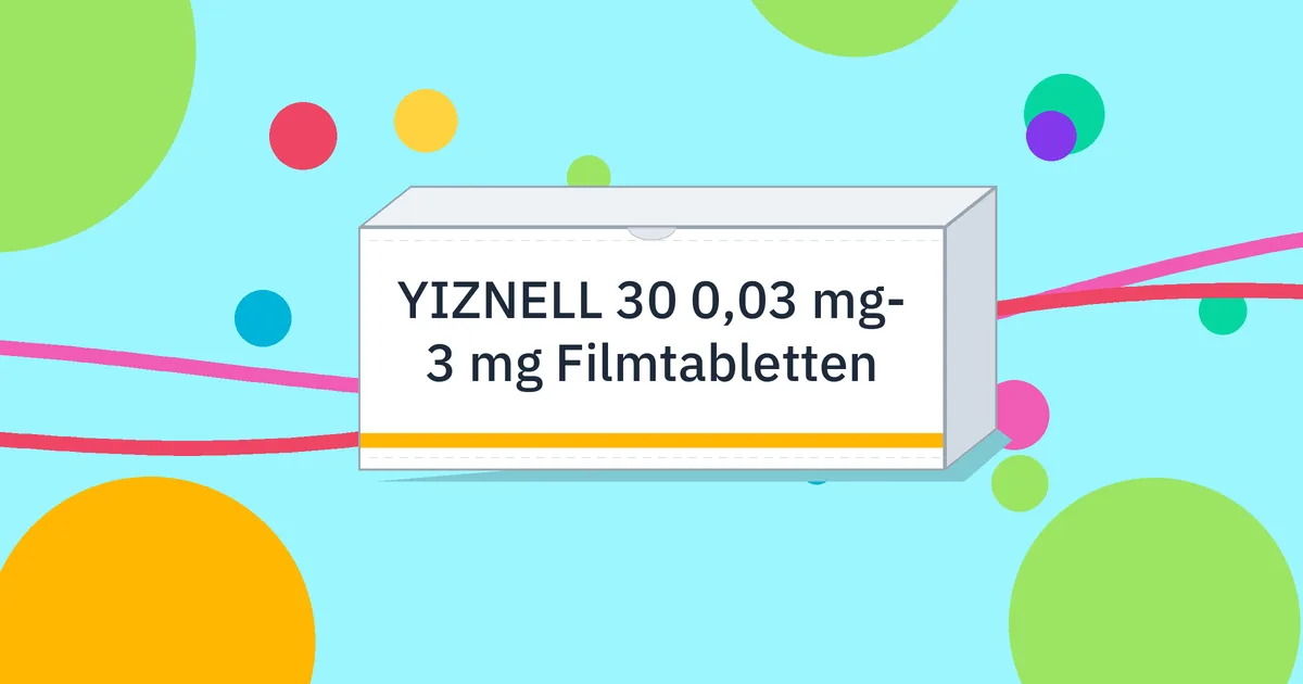 Symbolbild: Packung mit der Aufschrift YIZNELL 30 0,03 mg-3 mg Filmtabletten (PZN 10713244) – Verfügbarkeit und Bezug in Apotheken in Frankfurt am Main