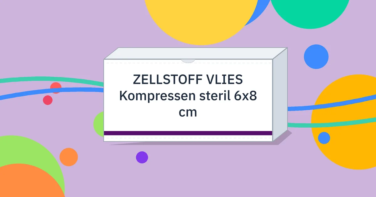 Symbolbild: Packung mit der Aufschrift ZELLSTOFF VLIES Kompressen steril 6x8 cm (PZN 04050176) – Verfügbarkeit und Bezug in Apotheken in Frankfurt am Main