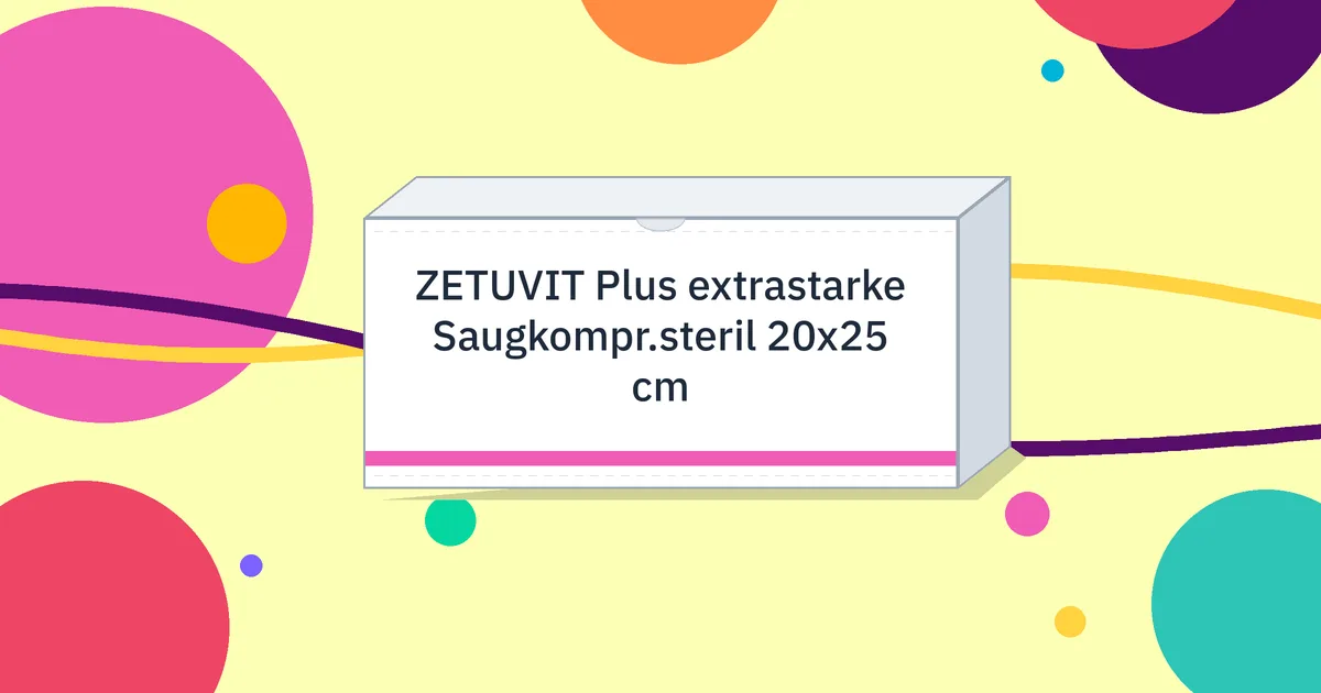 Symbolbild: Packung mit der Aufschrift ZETUVIT Plus extrastarke Saugkompr.steril 20x25 cm (PZN 19925019) – Verfügbarkeit und Bezug in Apotheken in Frankfurt am Main