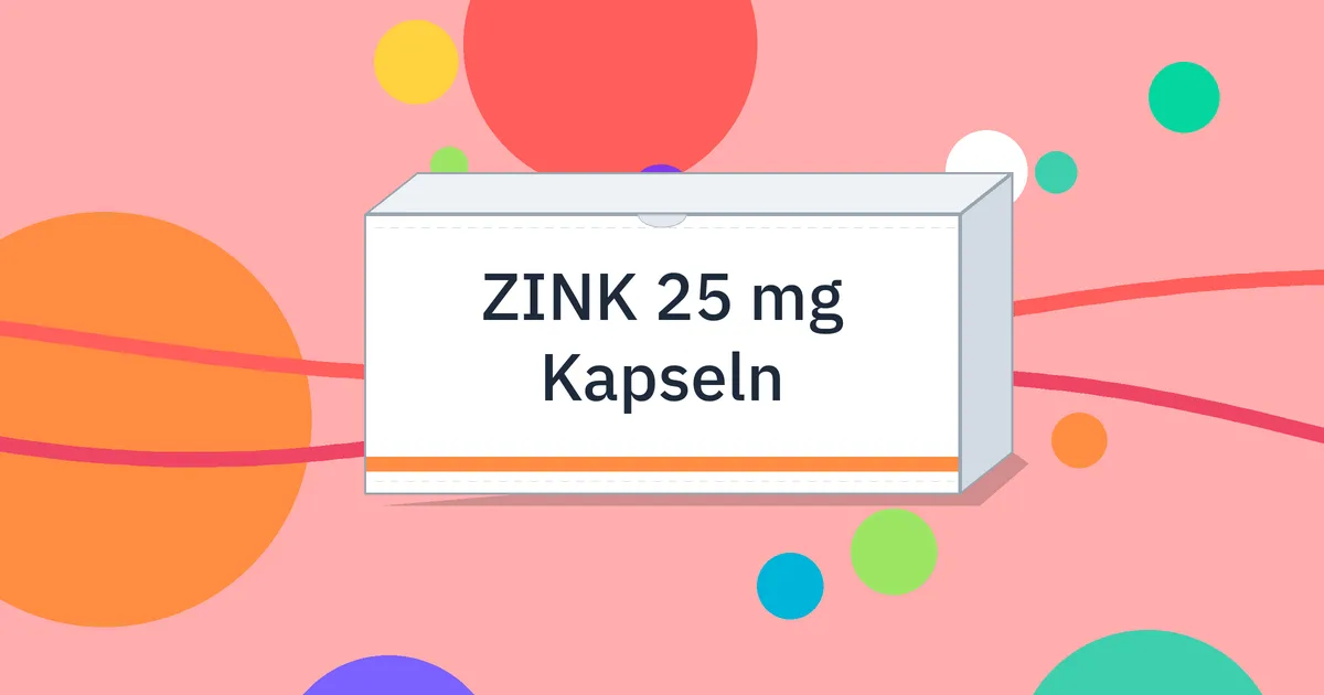 Symbolbild: Packung mit der Aufschrift ZINK 25 mg Kapseln (PZN 10732690) – Verfügbarkeit und Bezug in Apotheken in Frankfurt am Main
