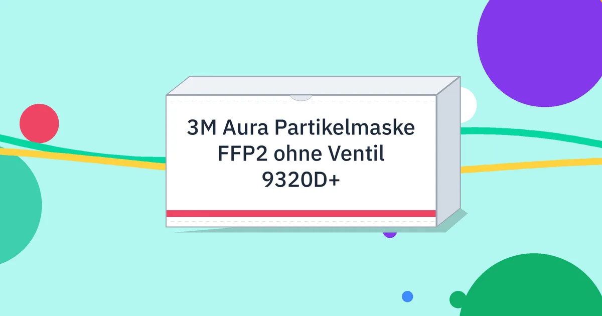 Symbolbild: Packung mit der Aufschrift 3M Aura Partikelmaske FFP2 ohne Ventil 9320D+ (PZN 17591465) – Verfügbarkeit und Bezug in Apotheken in Frankfurt am Main