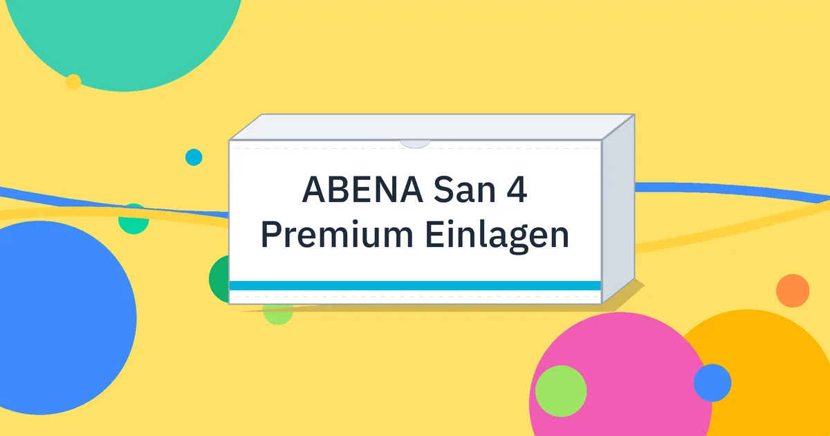 Symbolbild: Packung mit der Aufschrift ABENA San 4 Premium Einlagen (PZN 17417276) – Verfügbarkeit und Bezug in Apotheken in Frankfurt am Main