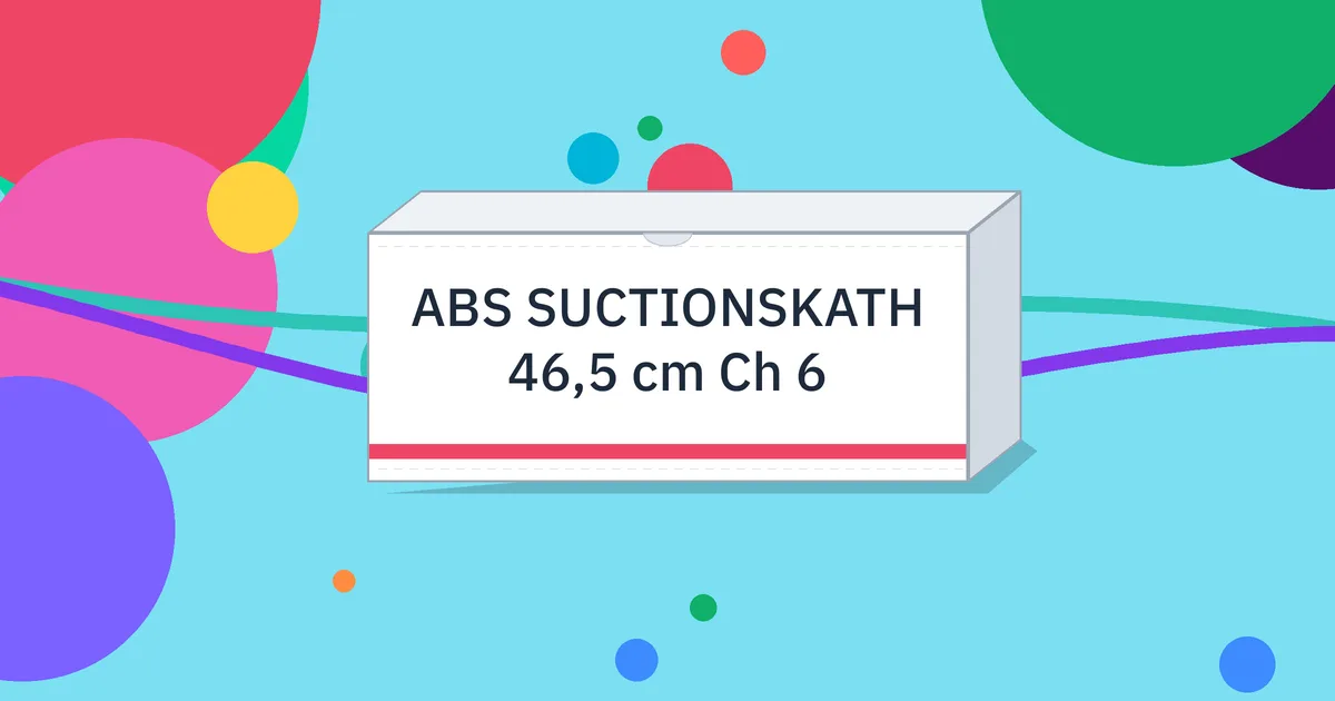 Symbolbild: Packung mit der Aufschrift ABS SUCTIONSKATH 46,5 cm Ch 6 (PZN 03036292) – Verfügbarkeit und Bezug in Apotheken in Frankfurt am Main