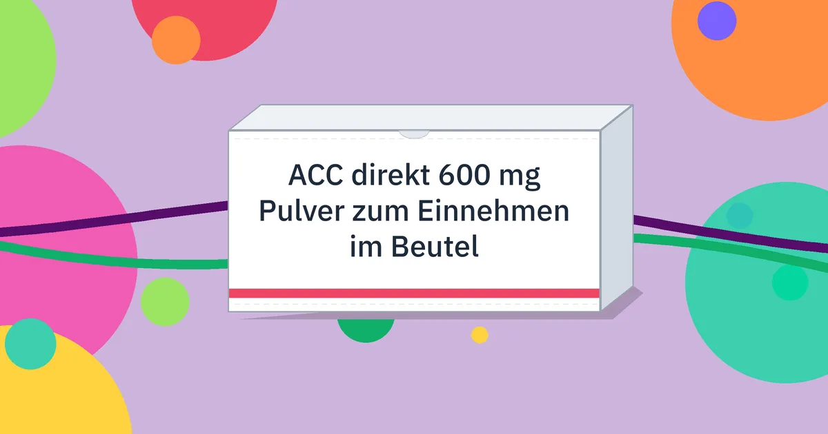 Symbolbild: Packung mit der Aufschrift ACC direkt 600 mg Pulver zum Einnehmen im Beutel (PZN 13392929) – Verfügbarkeit und Bezug in Apotheken in Frankfurt am Main