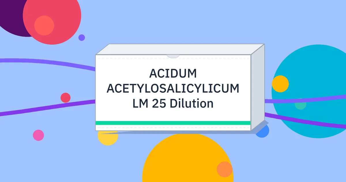 Symbolbild: Packung mit der Aufschrift ACIDUM ACETYLOSALICYLICUM LM 25 Dilution (PZN 13268193) – Verfügbarkeit und Bezug in Apotheken in Frankfurt am Main