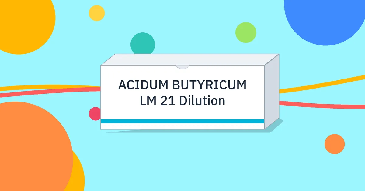 Symbolbild: Packung mit der Aufschrift ACIDUM BUTYRICUM LM 21 Dilution (PZN 13270853) – Verfügbarkeit und Bezug in Apotheken in Frankfurt am Main