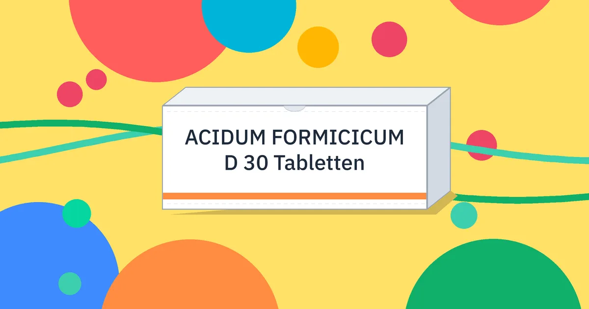 Symbolbild: Packung mit der Aufschrift ACIDUM FORMICICUM D 30 Tabletten (PZN 07156834) – Verfügbarkeit und Bezug in Apotheken in Frankfurt am Main