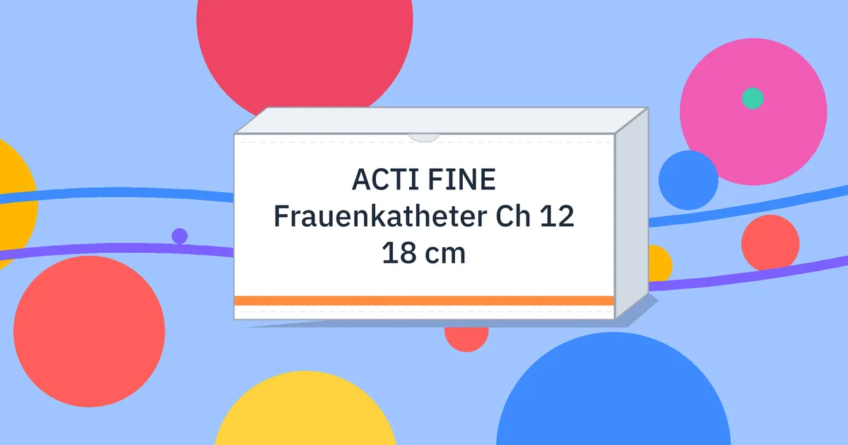 Symbolbild: Packung mit der Aufschrift ACTI FINE Frauenkatheter Ch 12 18 cm (PZN 09616487) – Verfügbarkeit und Bezug in Apotheken in Frankfurt am Main