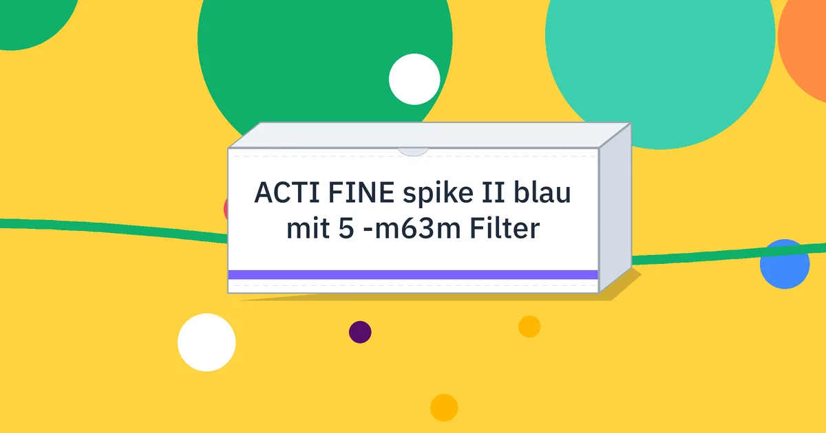 Symbolbild: Packung mit der Aufschrift ACTI FINE spike II blau mit 5 -m63m Filter (PZN 09724001) – Verfügbarkeit und Bezug in Apotheken in Frankfurt am Main